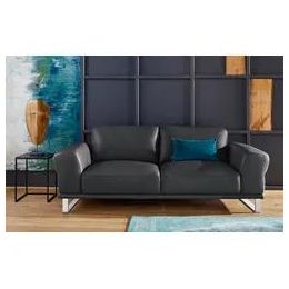 2,5-Sitzer W.Schillig "montanaa" Sofas Gr. B/H/T: 212cm x 78cm x 94cm, Longlife Xtra-Leder Z59, schwarz (schwarz z59) mit Metallkufen in Chrom glänzend, Breite 212 cm