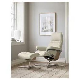 Relaxsessel stressless "Sunrise" Sessel Gr. Leder BATICK, Cross Base Eiche, Relaxfunktion-Drehfunktion-PlusTMSystem-Gleitsystem-BalanceAdaptTM, B/H/T: 79cm x 103cm x 73cm, beige (cream batick) mit Hocker, Cross Base, Größe S, M & L, Holzakzent Eiche