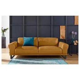 2,5-Sitzer W.Schillig "montanaa" Sofas Gr. B/H/T: 232cm x 78cm x 94cm, Longlife Xtra-Leder Z69, gelb (kurkuma z69) mit Metallkufen in Schwarz pulverbeschichtet, Breite 232 cm