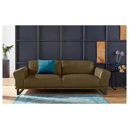 2,5-Sitzer W.Schillig "montanaa" Sofas Gr. B/H/T: 232cm x 78cm x 94cm, Longlife Xtra-Leder Z69, grün (camouflage z69) mit Metallkufen in Schwarz pulverbeschichtet, Breite 232 cm