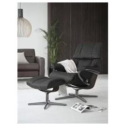 Relaxsessel stressless "Reno" Sessel Gr. Microfaser DINAMICA, Cross Base Wenge-S, Relaxfunktion-Drehfunktion-PlusTMSystem-Gleitsystem-BalanceAdaptTM, B/H/T: 79cm x 99cm x 75cm, grau (charcoal dinamica) mit Cross Base, Größe S, M & L, Holzakzent Wenge