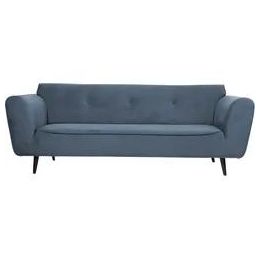 2-Sitzer Tom Tailor HOME "NEW WAVE CHIC" Sofas Gr. B/H/T: 219cm x 81cm x 91cm, Samtstoff TSV, blau (cornflower tsv 16) mit Knöpfen im Rücken, Breite 219 cm