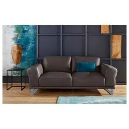 2-Sitzer W.Schillig "montanaa" Sofas Gr. B/H/T: 192cm x 78cm x 94cm, Longlife Xtra-Leder Z59, braun (braun z59) mit Metallkufen in Silber matt, Breite 192 cm