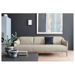 3-Sitzer W.Schillig "sally" Sofas Gr. B/H/T: 224cm x 78cm x 84cm, Longlife Xtra-Leder Z59, grau (eisgrau z59) mit Metall-Winkelfüßen in Chrom glänzend, Breite 224 cm