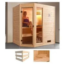 Weka Sauna "Valida Eck 1" Saunen ohne Ofen Gr. ohne Ofen, beige (natur)