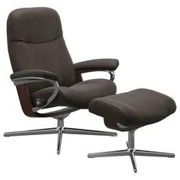 Relaxsessel stressless "Garda" Sessel Gr. Leder BATICK, Cross Base Braun, Relaxfunktion-Drehfunktion-PlusTMSystem-Gleitsystem-BalanceAdaptTM, B/H/T: 91cm x 102cm x 79cm, braun (brown batick) mit Cross Base, Größe M & L, Holzakzent Braun