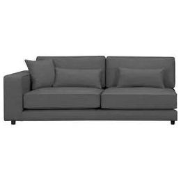 Ecksofa OTTO products "Grenette" Sofas Gr. B/H/T: 204cm x 77cm x 100cm, Samtoptik recycelt, Armlehne links, Armlehne links, grau (anthrazit) frei oder als Teil des Modulsofas, Baumwollmix recycelte Stoffe