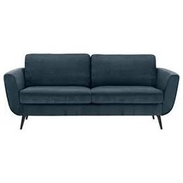 2-Sitzer furninova "Smile mit tollem Sitzkomfort, elegant und bequem, hoher Fuß" Sofas Gr. B/H/T: 177cm x 85cm x 93cm, Velours, ohne Bettfunktion, blau (petrol) im skandinavischen Design