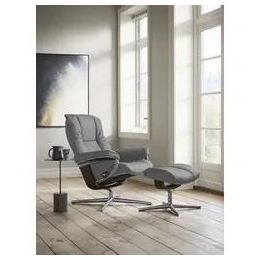 Relaxsessel stressless "Mayfair" Sessel Gr. Leder BATICK, Cross Base Braun, Relaxfunktion-Drehfunktion-PlusTMSystem-Gleitsystem-BalanceAdaptTM, B/H/T: 92cm x 103cm x 79cm, grau (wild dove batick) mit Cross Base, Größe S, M & L, Holzakzent Braun