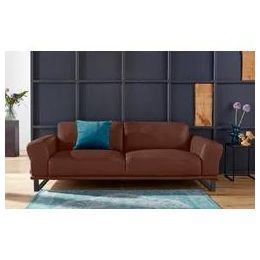 2,5-Sitzer W.Schillig "montanaa" Sofas Gr. B/H/T: 232 cm x 78 cm x 94 cm, Longlife Xtra-Leder Z69, braun (tobacco z69) mit Metallkufen in Schwarz pulverbeschichtet, Breite 232 cm