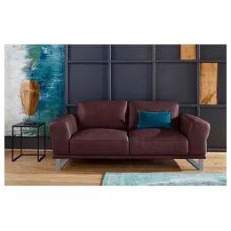 2-Sitzer W.Schillig "montanaa" Sofas Gr. B/H/T: 192cm x 78cm x 94cm, Longlife Xtra-Leder Z69, braun (mocca z69) mit Metallkufen in Silber matt, Breite 192 cm