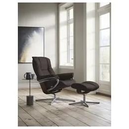 Relaxsessel stressless "Mayfair" Sessel Gr. Leder PALOMA, Cross Base Braun, Relaxfunktion-Drehfunktion-PlusTMSystem-Gleitsystem-BalanceAdaptTM, B/H/T: 83cm x 102cm x 74cm, braun (chocolate paloma) mit Cross Base, Größe S, M & L, Holzakzent Braun