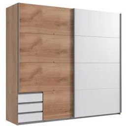 Schwebetürenschrank wimex "Emden" Schränke Gr. B/H/T: 225cm x 210cm x 64cm, 2 St., weiß (plankeneichefarben/weiß) Mit Außenschubkästen