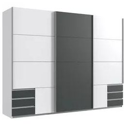 Schwebetürenschrank wimex "Emden" Schränke Gr. B/H/T: 270cm x 210cm x 64cm, 3 St., weiß (weiß/graphitfarben) Mit Außenschubkästen