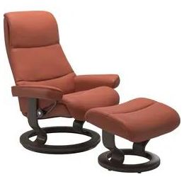 Relaxsessel stressless "View" Sessel Gr. Leder PALOMA, Cross Base Wenge, Relaxfunktion-Drehfunktion-PlusTMSystem-Gleitsystem, B/H/T: 91cm x 109cm x 83cm, rot (henna paloma) mit Classic Base, Größe L,Gestell Wenge