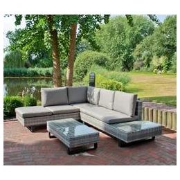 Gartenlounge-Set Garden Pleasure "Lounge-Eckgruppe »CADIZ«", grau (grau natur, schwarz), Aluminium, Wicker/Kunststoffgeflecht, Sitzmöbel-Sets, 2 Sofas, Tisch LxB: 110x55 cm