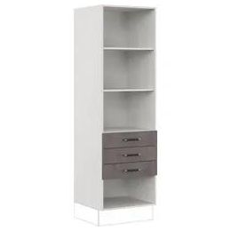 Seitenschrank IMPULS KÜCHEN ""Prag", Breite/Höhe: 60/190,7 cm, mit Soft-Close" Schränke Gr. B/H/T: 60cm x 190,7cm x 57,6cm, grau (beton-optik schiefer dunkelgrau) vormontiert, mit Schubkästen, verstellbaren Fachböden