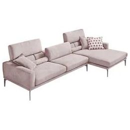 Ecksofa Egoitaliano "Masu, Design trifft sensationellen Sitzkomfort" Sofas Gr. B/H/T: 277cm x 95cm x 157cm, Luxus-Microfaser Lederoptik, Recamiere rechts, grau (opal grau) inkl. 2 Kissenrollen, Rückenelemente manuell verstellbar, Metallfüße