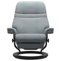 Relaxsessel stressless "Sunrise" Sessel Gr. Struktur fein JASMINE, PowerTM Leg & Back-mit Akku-Classic Base Schwarz, Relaxfunktion-Drehfunktion-Integrierte Fußstütze-PlusTMSystem, B/H/T: 79cm x 103cm x 78cm, blau (light blue jasmine) elektrisch verstellbar, optional 2-motorisch, Größe M & L