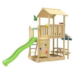 Spielturm Jungle Gym "Keep" Spieltürme grün (hellgrün) Kinder Spielanlage mit Mini Market und Rutsche Wasseranschluss