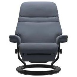 Relaxsessel stressless "Sunrise" Sessel Gr. Leder PALOMA, PowerTM Leg & Back-ohne Akku-Classic Base Schwarz, Relaxfunktion-Drehfunktion-Integrierte Fußstütze-PlusTMSystem, B/H/T: 79cm x 103cm x 78cm, blau (sparrow blue paloma) elektrisch verstellbar, optional 2-motorisch, Größe M & L