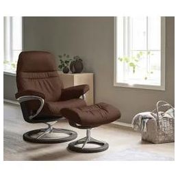 Relaxsessel stressless "Sunrise" Sessel Gr. Leder BATICK, Relaxfunktion-Drehfunktion-PlusTMSystem-Gleitsystem-BalanceAdaptTM, B/H/T: 92cm x 105cm x 80cm, braun (malt batick) mit Signature Base, Größe L, Gestell Wenge