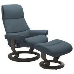 Relaxsessel stressless "View" Sessel Gr. ROHLEDER Stoff Q2 FARON, Cross Base Wenge, Relaxfunktion-Drehfunktion-PlusTMSystem-Gleitsystem, B/H/T: 91cm x 109cm x 83cm, blau (petrol q2 faron) mit Classic Base, Größe L,Gestell Wenge