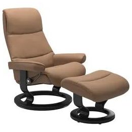 Relaxsessel stressless "View" Sessel Gr. Leder BATICK, Cross Base Schwarz, Relaxfunktion-Drehfunktion-PlusTMSystem-Gleitsystem, B/H/T: 82cm x 108cm x 81cm, braun (latte batick) mit Classic Base, Größe M,Gestell Schwarz