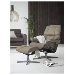 Relaxsessel stressless "Reno" Sessel Gr. ROHLEDER Stoff Q2 FARON, Cross Base Wenge, Relaxfunktion-Drehfunktion-PlusTMSystem-Gleitsystem-BalanceAdaptTM, B/H/T: 92cm x 100cm x 80cm, beige (beige q2 faron) mit Cross Base, Größe S, M & L, Holzakzent Wenge