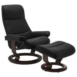 Relaxsessel stressless "View" Sessel Gr. Leder PALOMA, Cross Base Braun, Relaxfunktion-Drehfunktion-PlusTMSystem-Gleitsystem, B/H/T: 82cm x 108cm x 81cm, schwarz (schwarz paloma) mit Classic Base, Größe M,Gestell Braun