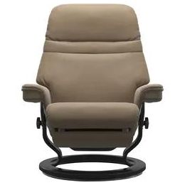 Relaxsessel stressless "Sunrise" Sessel Gr. Leder PALOMA, PowerTM Leg & Back-ohne Akku-Classic Base Schwarz, Relaxfunktion-Drehfunktion-Integrierte Fußstütze-PlusTMSystem, B/H/T: 79cm x 103cm x 78cm, braun (almond paloma) elektrisch verstellbar, optional 2-motorisch, Größe M & L