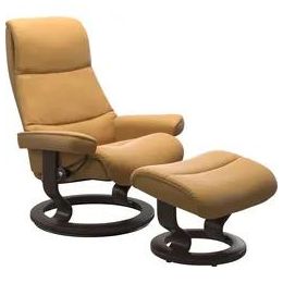 Relaxsessel stressless "View" Sessel Gr. Material Bezug, Cross Base Wenge, Ausführung Funktion, Größe B/H/T, gelb (honey) mit Classic Base, Größe L,Gestell Wenge