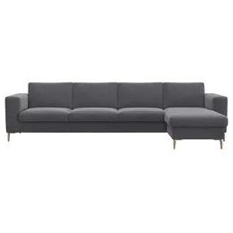 Ecksofa FLEXLUX "Fiore, super Sitzkomfort durch Kaltschaum im Sitz, L-Form" Sofas Gr. B/H/T: 295cm x 85cm x 159cm, Struktur, grau (thunder grau) breite Armlehnen, Füße Alu+ Eiche