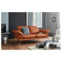 2-Sitzer W.Schillig "sherry" Sofas Gr. B/H/T: 194cm x 81cm x 114cm, Longlife Xtra-Leder Z69, mit Kopfteilverstellung-mit Armlehnenverstellung, braun (cognac z69) Kopfstützenverstellung, Metallfüße in Chrom glänzend, Breite 194 cm