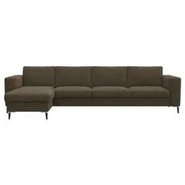 Ecksofa FLEXLUX "Fiore, L-Form" Sofas Gr. B/H/T: 295cm x 85cm x 159cm, Lederoptik, Chaiselongue links, braun (camel brown) breite Armlehnen, Kaltschaum, Füße Alu+schwarz