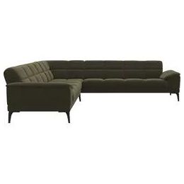 Ecksofa FLEXLUX "Viale L-Form, mit attraktiver und aktueller Rückensteppung" Sofas Gr. B/H/T: 284cm x 241cm x 74cm, Velvet, Schenkel rechts, grün (moos grün) Ecksofa Sitzaufbau mit hochwertigem Kaltschaum für mehr Sitzkomfort