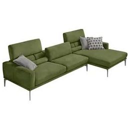 Ecksofa Egoitaliano "Masu, Design trifft sensationellen Sitzkomfort" Sofas Gr. B/H/T: 277cm x 95cm x 157cm, Luxus-Microfaser BLUSH, Recamiere rechts, grün (kiwi) inkl. 2 Kissenrollen, Rückenelemente manuell verstellbar, Metallfüße