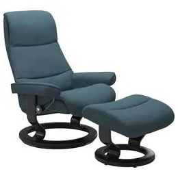 Relaxsessel stressless "View" Sessel Gr. ROHLEDER Stoff Q2 FARON, Cross Base Schwarz, Relaxfunktion-Drehfunktion-PlusTMSystem-Gleitsystem, B/H/T: 82cm x 108cm x 81cm, blau (petrol q2 faron) mit Classic Base, Größe M,Gestell Schwarz