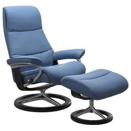 Relaxsessel stressless "View" Sessel Gr. Material Bezug, Cross Base Schwarz, Ausführung / Funktion, Maße, blau (lazuli blau) mit Signature Base, Größe L,Gestell Schwarz