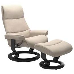 Relaxsessel stressless "View" Sessel Gr. ROHLEDER Stoff Q2 FARON, Cross Base Schwarz, Relaxfunktion-Drehfunktion-PlusTMSystem-Gleitsystem, B/H/T: 82cm x 108cm x 81cm, beige (light q2 faron) mit Classic Base, Größe M,Gestell Schwarz