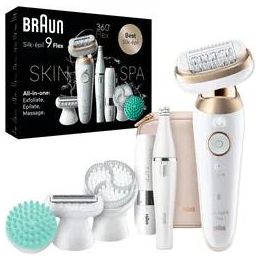 Epilierer Braun "Silk-épil Flex SkinSpa 9 9-681" goldfarben Damen All-In-One Set, FaceSpa-Epilierer & Mini-Rasierer für das Gesicht