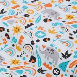 buttinette Baumwolljersey "Grafische Tiere" mit Elasthan, hellblau-color