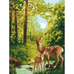 buttinette Malen nach Zahlen "Rehe im Wald", 30 x 40 cm