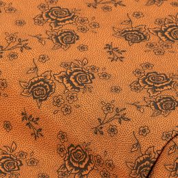 buttinette Baumwoll-Trachtenstoff "Rosen", orange/braun