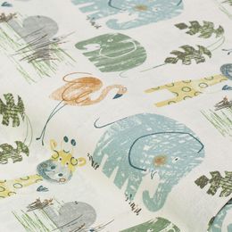 buttinette Bio-Baumwollstoff "Elefant, Giraffe & Co.", natur-color