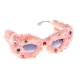 buttinette Plüsch-Brille mit Strasssteinen, rosa