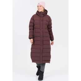 Steppmantel WHISTLER "JOANA", Damen, Gr. 38, braun (dunkelbraun), 100% Polyester, unifarben, kariert, sportlich, lang, ohne Ausschnitt, Langarm, Mäntel, im angesagten großformatigem Style