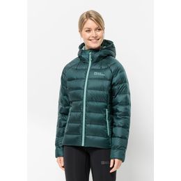 Daunenjacke Jack Wolfskin "NEBELHORN DOWN HOODY W", Damen, Gr. XXL (48), grün (sea, grün), OBERSTOFF: 100% POLYAMID; FUTTER: 100% POLYESTER; FÜLLUNG: 80% ENTENDAUNEN, 20% FEDER;, Jacken