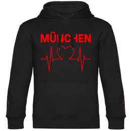 multifanshop Kapuzen Sweatshirt - M&uuml;nchen rot - Herzschlag - Druck rot - Hoodie