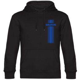 multifanshop Kapuzen Sweatshirt - Karlsruhe - Streifen - Druck blau - Hoodie
